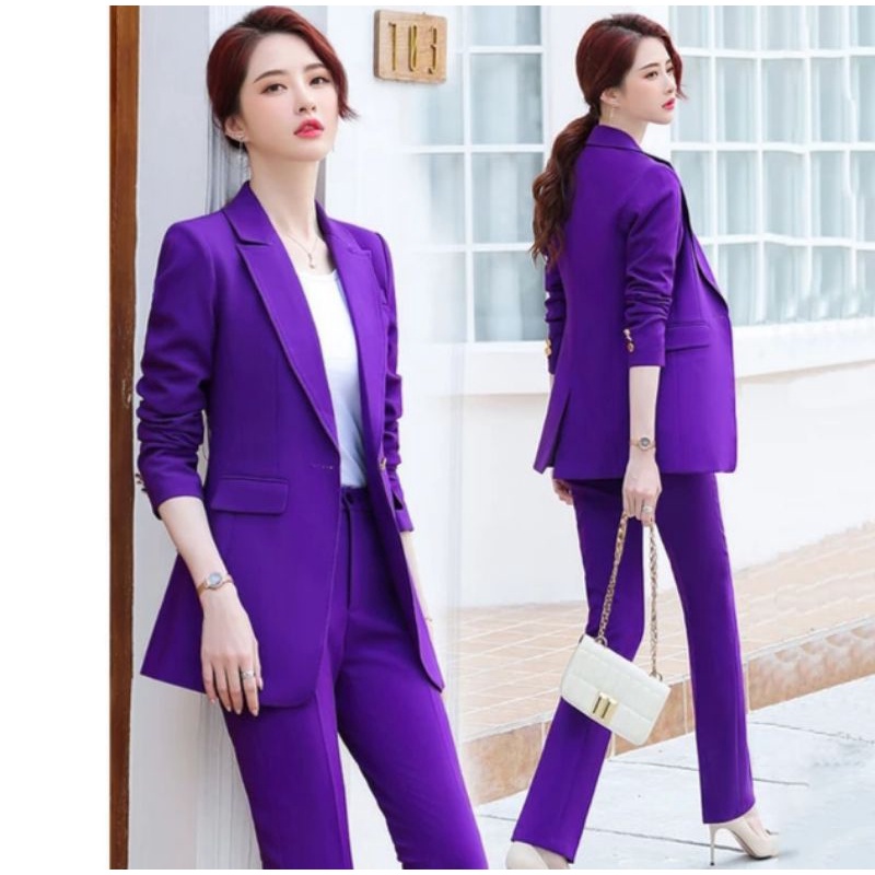 Jual Blazer Formal Wanita Ungu Style Korea - Jas Blazer Kantor Wanita ...
