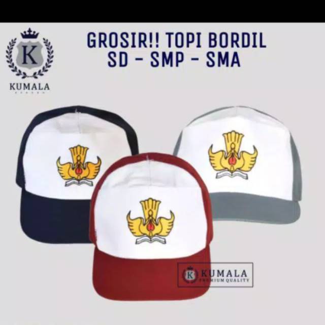 Jual Topi Sekolah Osis Logo Tut Wuri Handayani Bordil Topi SD SMP SMA ...
