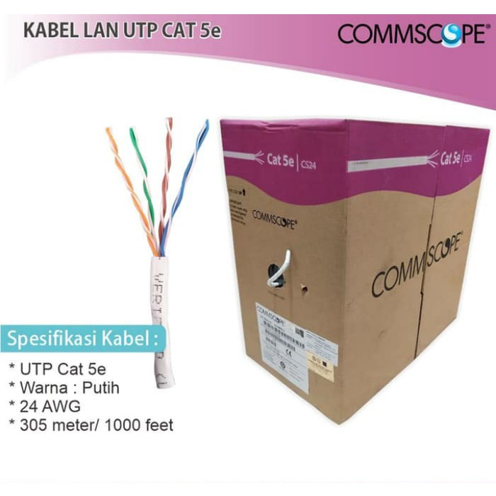 Jual Kabel Lan AMP Commscope UTP CAT5 / CAT 5e 305M | Shopee Indonesia
