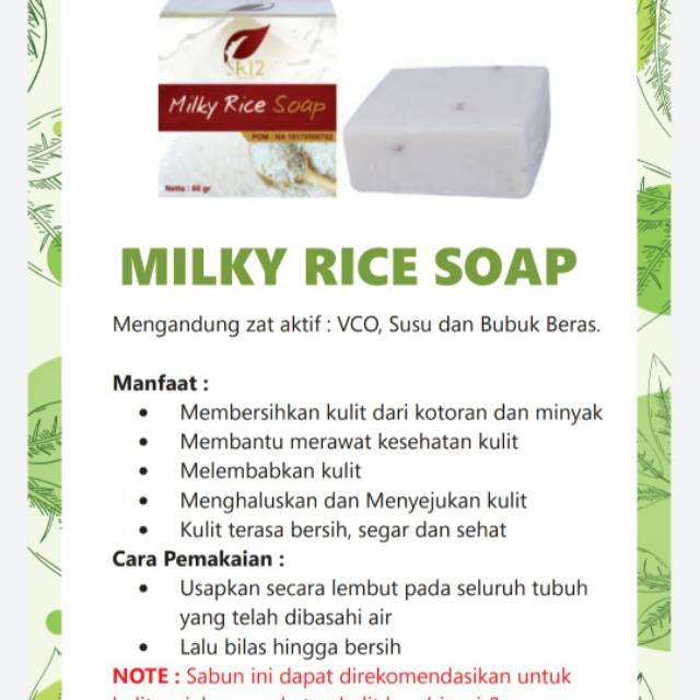 Jual SR12 MILKY RICE SOAP - MENGURANGI KADAR MINYAK dan MENCERAHKAN ...