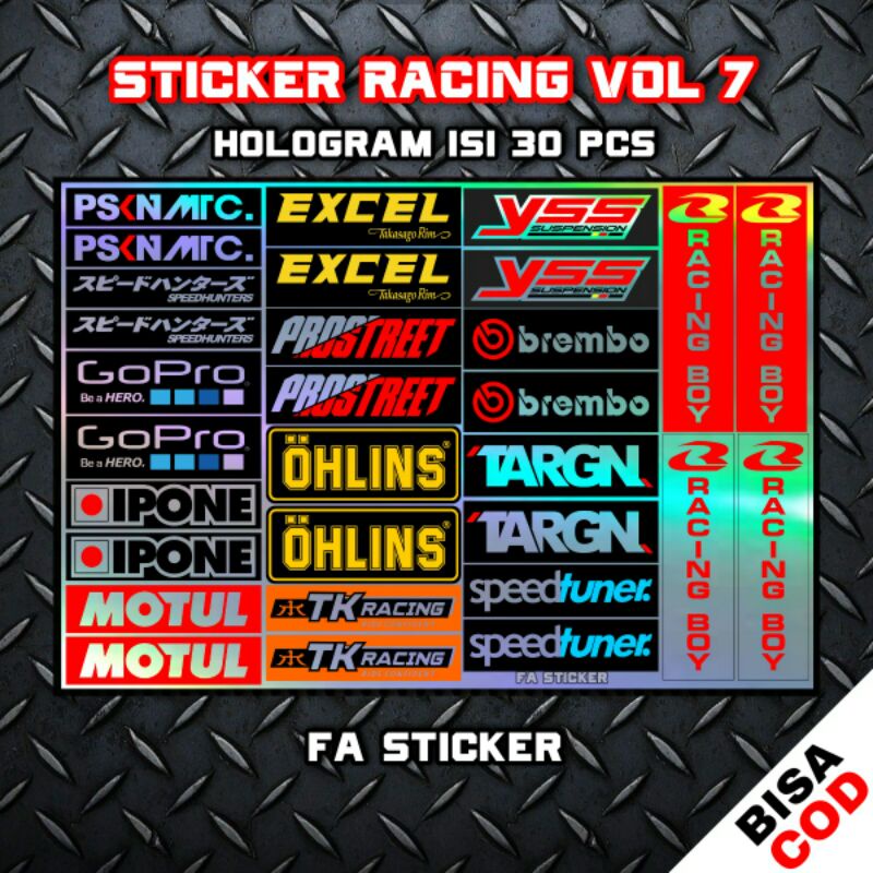 Jual Stiker Racing Pack Sticker Racing Hologram Stiker Sponsor Stiker ...