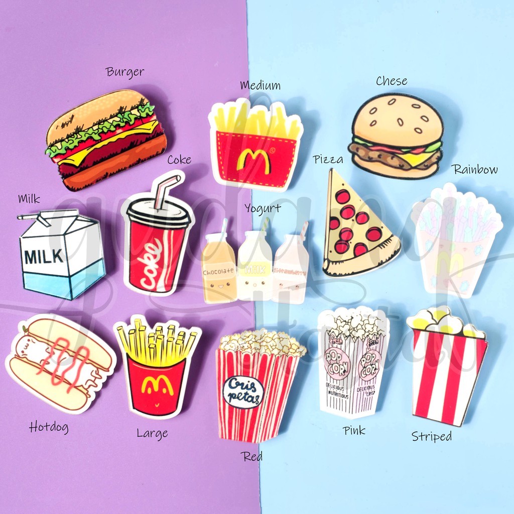 Jual Pin Akrilik Fast Food Pin Makanan Dan Minuman Lucu Bros Tas Unik ...