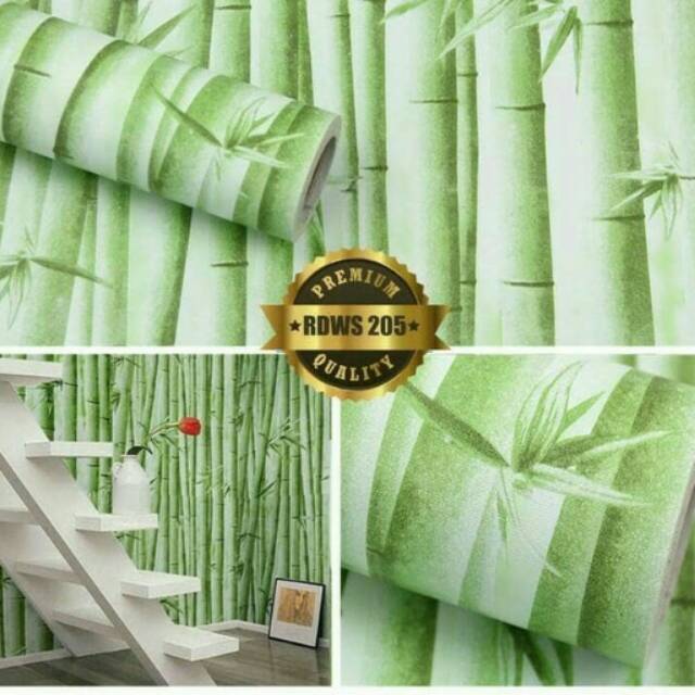 Jual wallpaper sticker dinding motif bambu hijau 10m x 45cm | Shopee ...