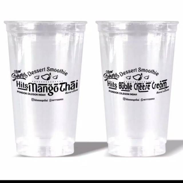 Jual Gelas cup plastik minuman Thai Tea/ Bubble sablon logo 28 oz PET ...