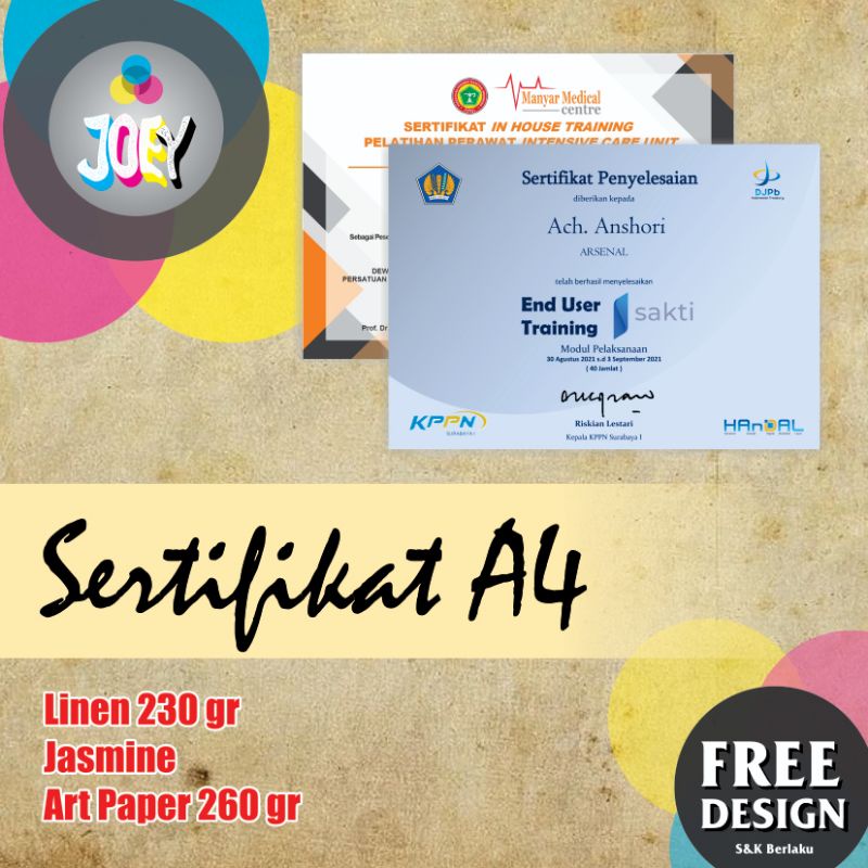 Jual Cetak Sertifikat Piagam Muraah | Shopee Indonesia