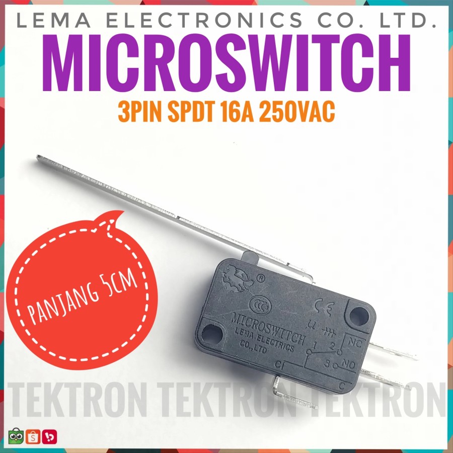 Jual Microswitch Medium 3pin DPDT 16A 250VAC KW7-3 Limit micro switch 5cm | Shopee Indonesia