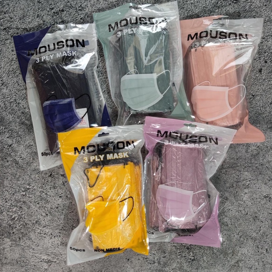 Jual MASKER DISPOSABLE 3 PLY MERK MOUSON ISI 50 PCS | Shopee Indonesia