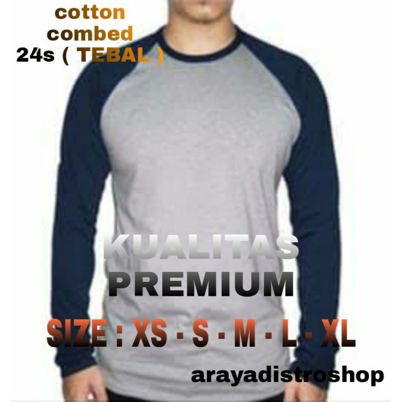 Jual ARAYA kaos polos Raglan/cotton combed 24s/tebal/dewasa/lengan ...