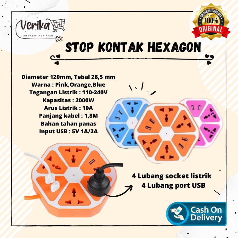 Jual Hexagon Stop Kontak Usb 4 Socket Colokan Listrik Smart Power | Shopee Indonesia