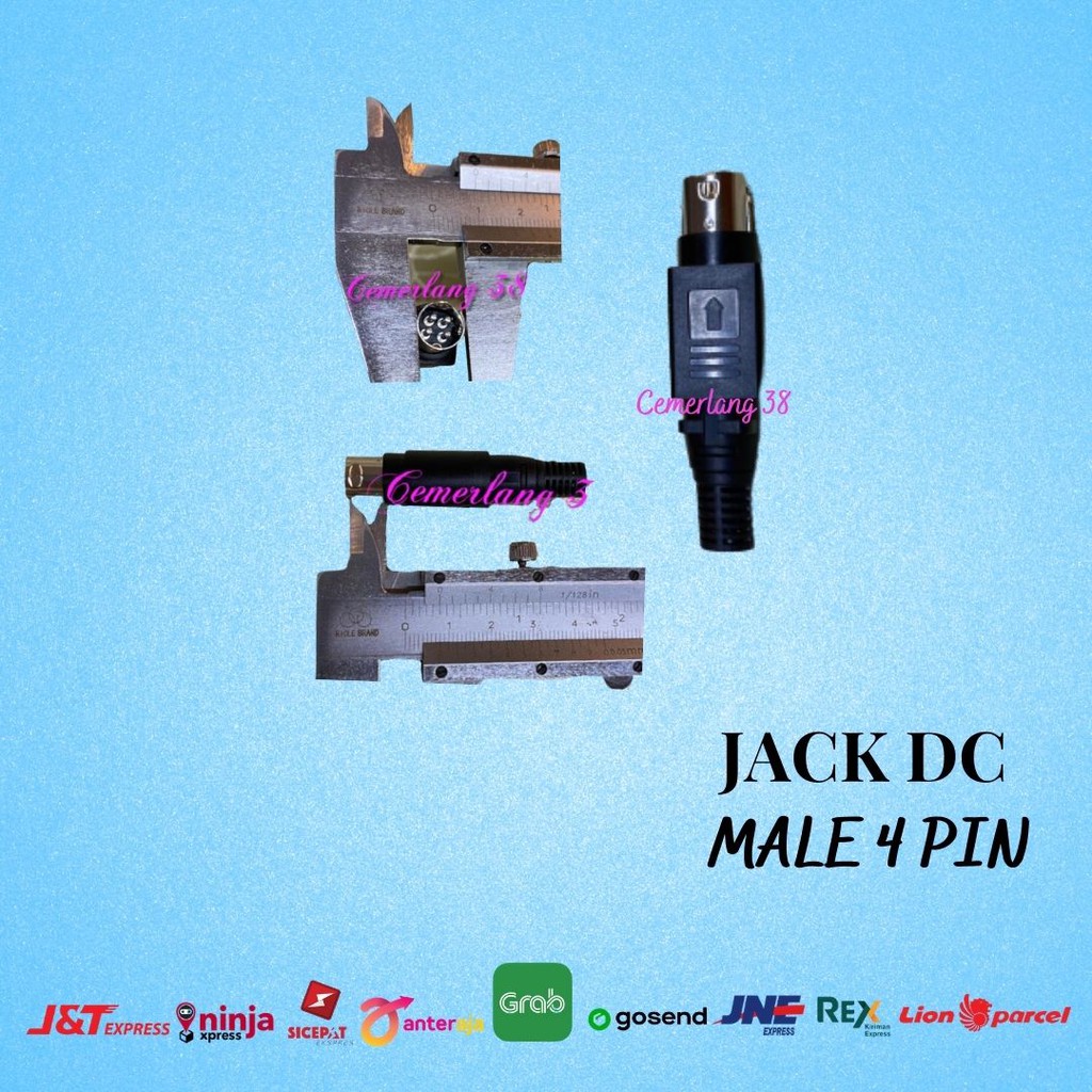 Jual Connector Solder DC Power 4 pin Jack Male DC 4 pins kepala ...