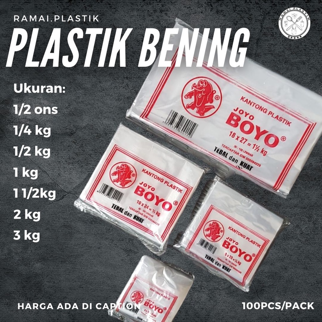 Jual Plastik Bening Boyo Ukuran 1/4 KG isi 100 lembar/pack | Shopee Indonesia