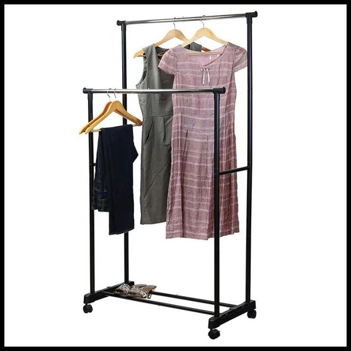 Jual Stand Hanger Double / Rak Hanger Double / Rak Gantungan Baju / Rak ...
