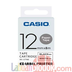 Jual Casio Label XR-12TWE 12mm Black On White (Paper Tape) | Shopee ...