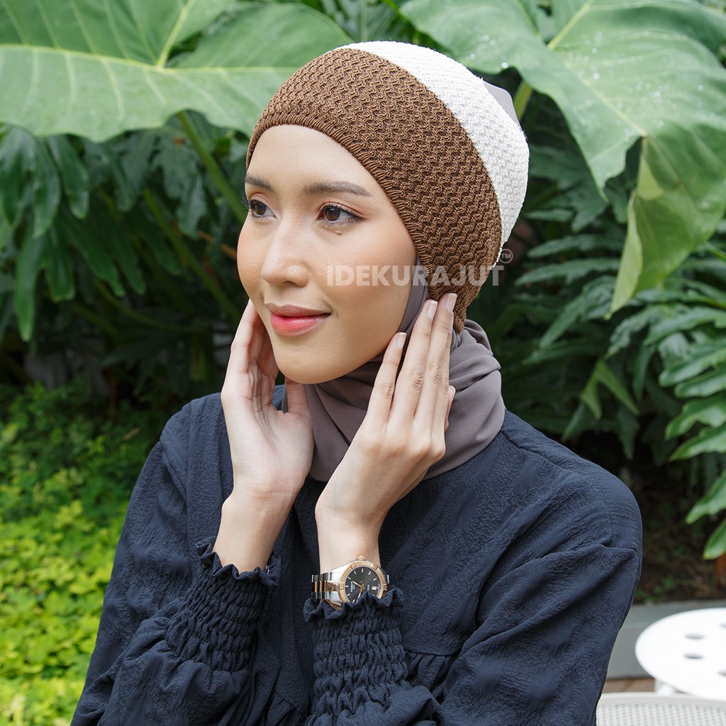 Jual Idekurajut - Ciput Rajut Bandana 3-Ply / Pattern Zigzag 2-Tone ...