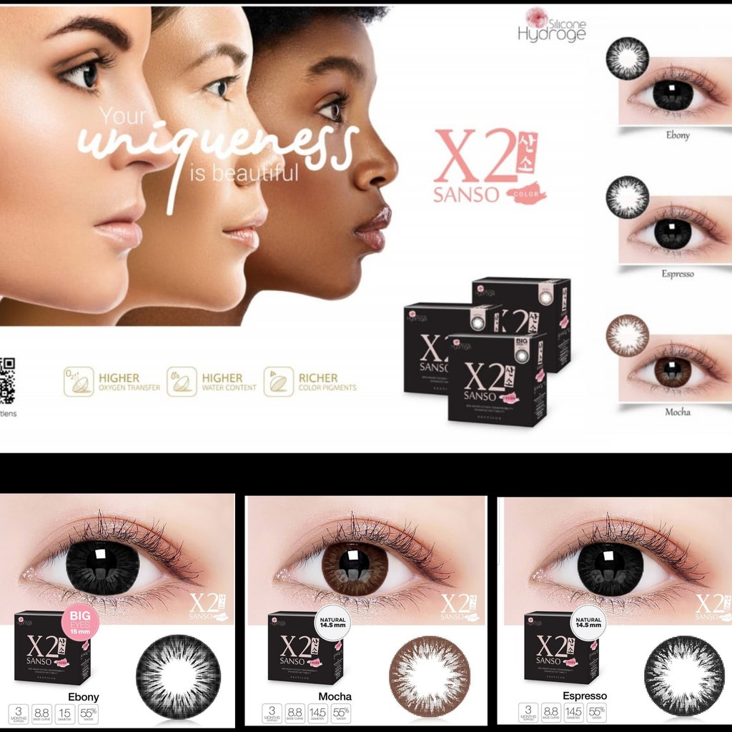 Jual Softlens X2 Sanso Black / Softlens Minus Tinggi / Softlens Kadar ...