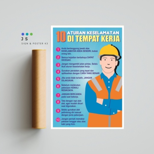 Jual POSTER SAFETY K3 - 10 ATURAN KESELAMATAN KERJA - A2 GRATIS LOGO ...