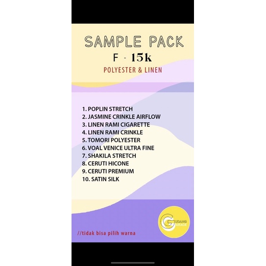 Jual Sample Pack Kain Gudang Garage swatches | Shopee Indonesia