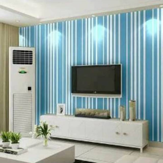 Jual Wallpaper Dinding / Wallpaper Sticker/ Wallpaper Biru Polos Salur 45 cm x 10 mtr | Shopee ...