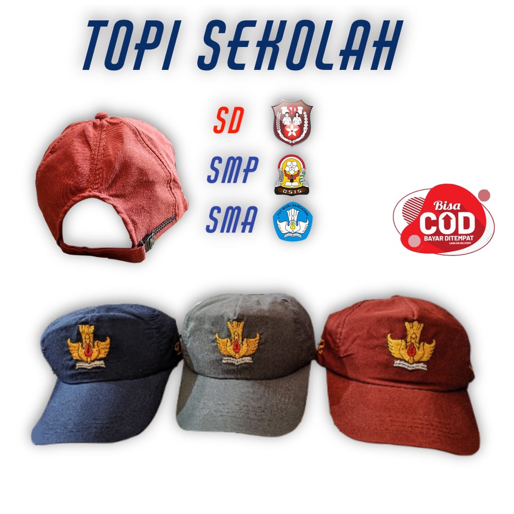 Jual Topi SD SMP SMA SMK Topi Sekolah Seragam Sekolah Free Custom Nama ...
