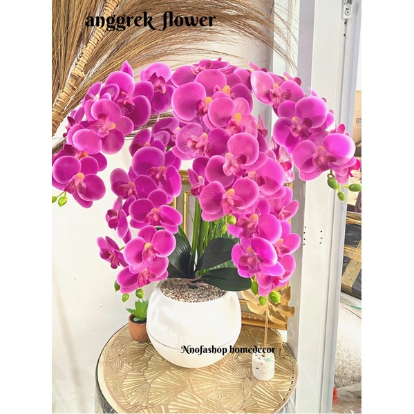 Jual Bunga anggrek cabang 5 super rimbun dengan vas bola | Shopee Indonesia