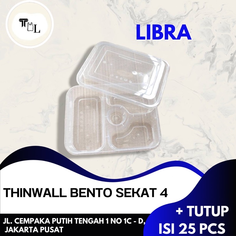 Jual Thinwall Bento Sekat 4 Cap Libra - 25 Pcs | Shopee Indonesia