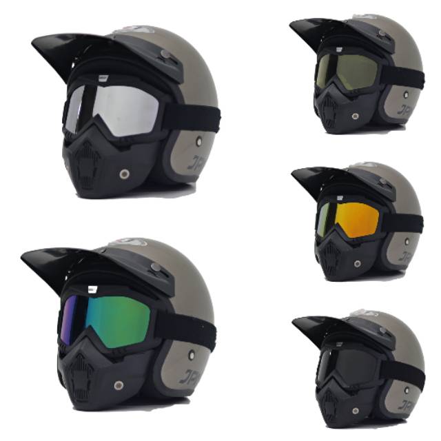 Jual Helm Retro Jpn Granito Doff set Google Mask Topi Panjang | Shopee ...