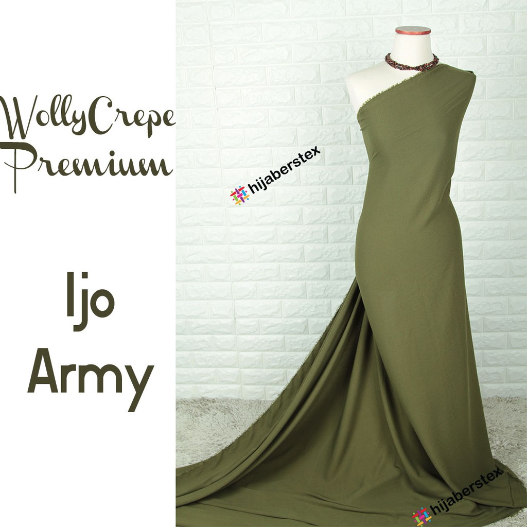 Jual 1/2 Meter Kain WOLLYCREPE PREMIUM Ijo Army (ecer warna - DC ...