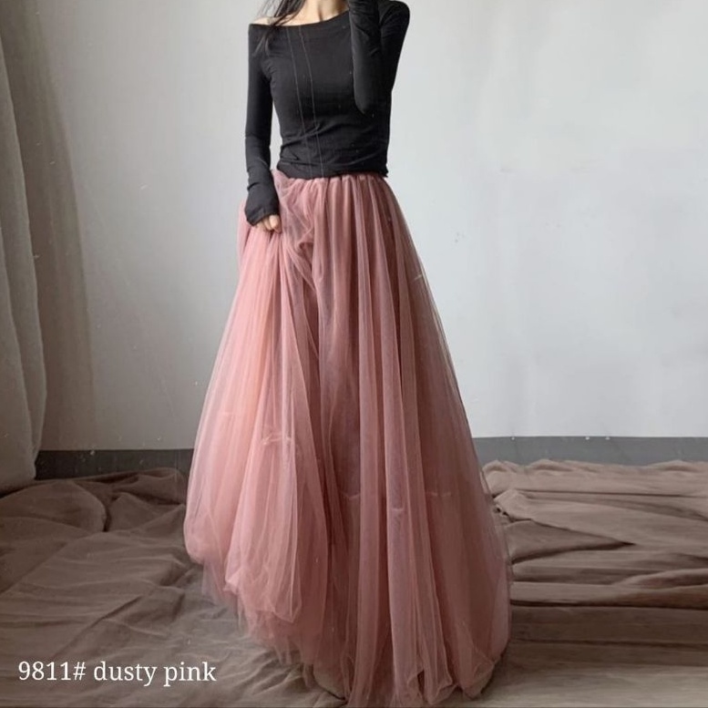 Jual 9811 Rok Maxi tutu long skirt 3 LAYER megar flowy panjang Korean ...