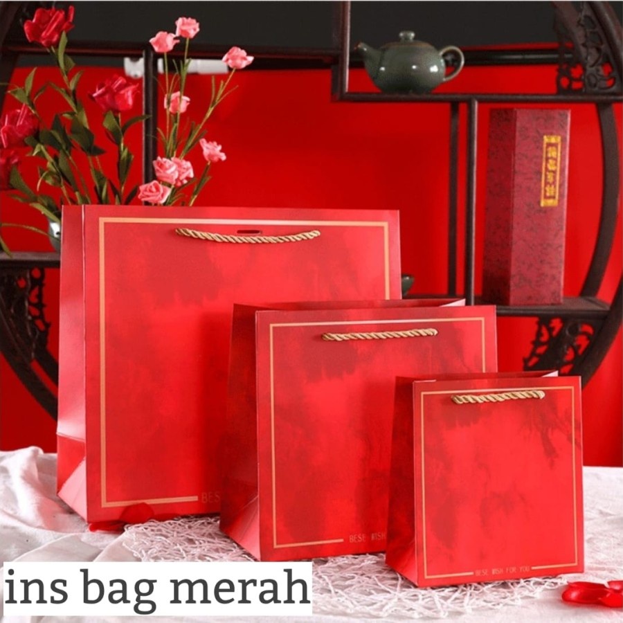 Jual DY PACK INS PAPER BAG KOREA MERAH SHOPPING BAG /TAS HADIAH PB-INS ...
