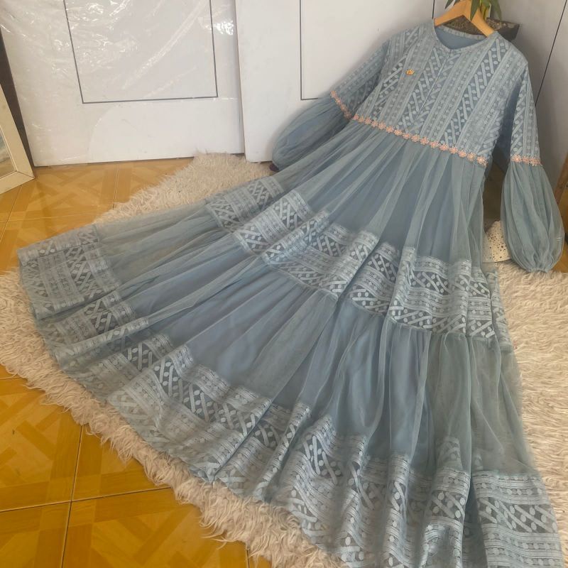 Jual GAMIS LEBARAN SYARI BAJU MUSLIMAH PESTA MEWAH CANTIK TILE BORDIR ...