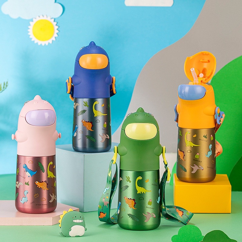 Jual BOTOL MINUM PINKAH BOTOL TERMOS STAINLESS ANAK KARAKTER DINO 470ML ...