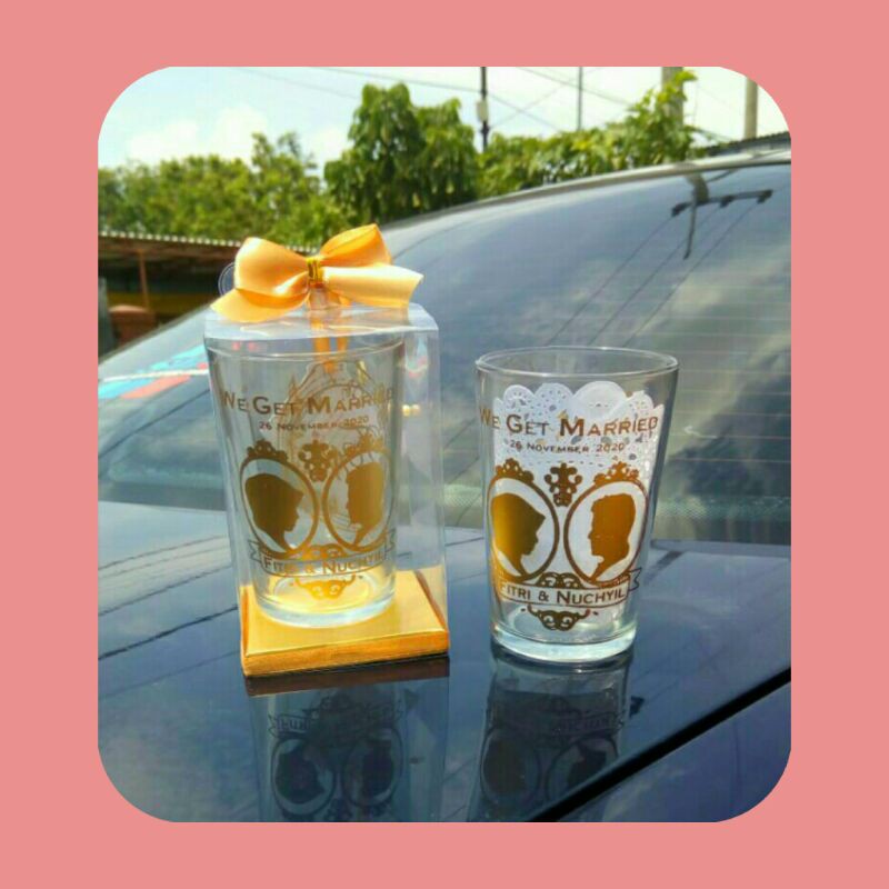 Jual SOUVENIR GELAS SABLON GOLD include packing banyak free nya ...