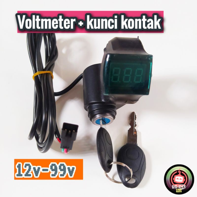 Jual voltmeter kunci kontak display sepeda listrik skuter elektrik e ...