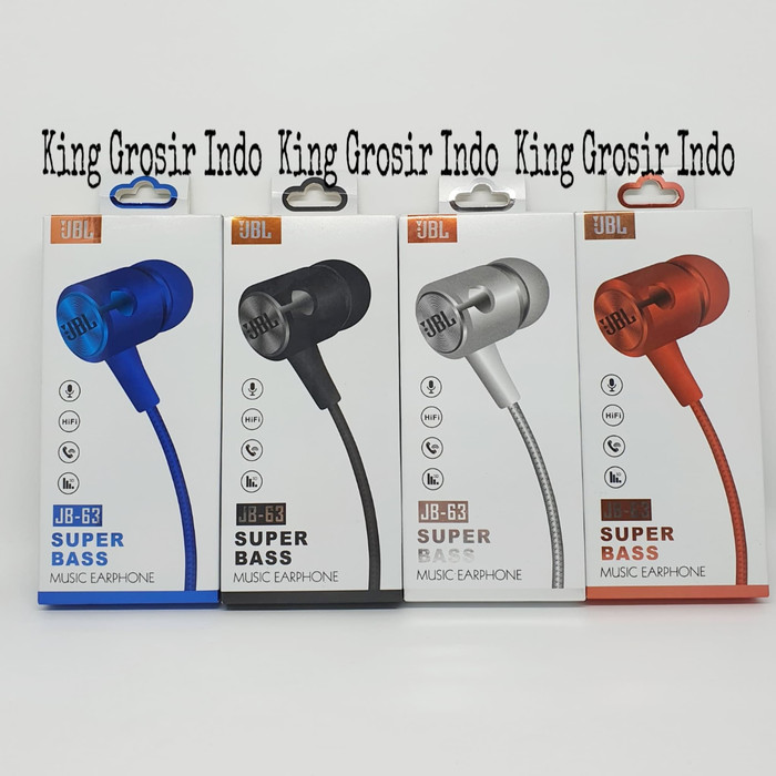 Jual Handsfree JBL JB-63 Music Earphone Super Bass Headset JBL Jack 3.5 ...
