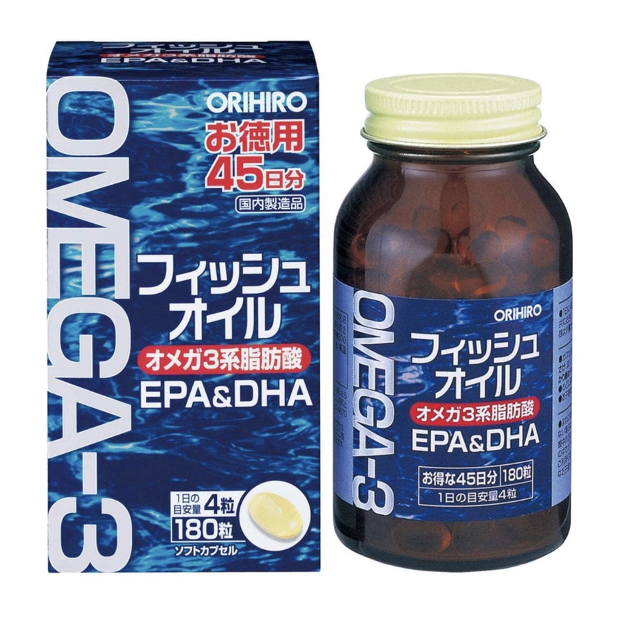Jual Orihiro Fish Oil Omega DHA EPA 180 capsules 45 Days Japan | Shopee Indonesia