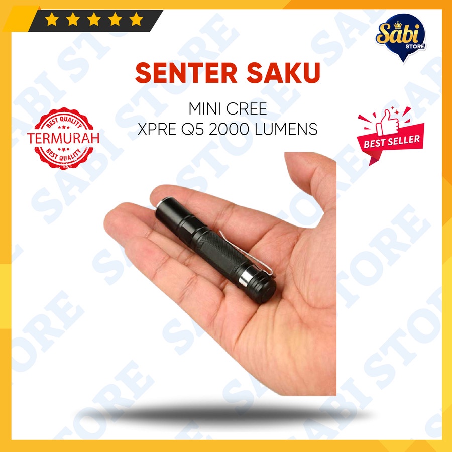 Jual SENTER LED MINI SAKU / CEK MESIN PABRIK / CREE XPE Q5 / 2000 LUMENS | Shopee Indonesia