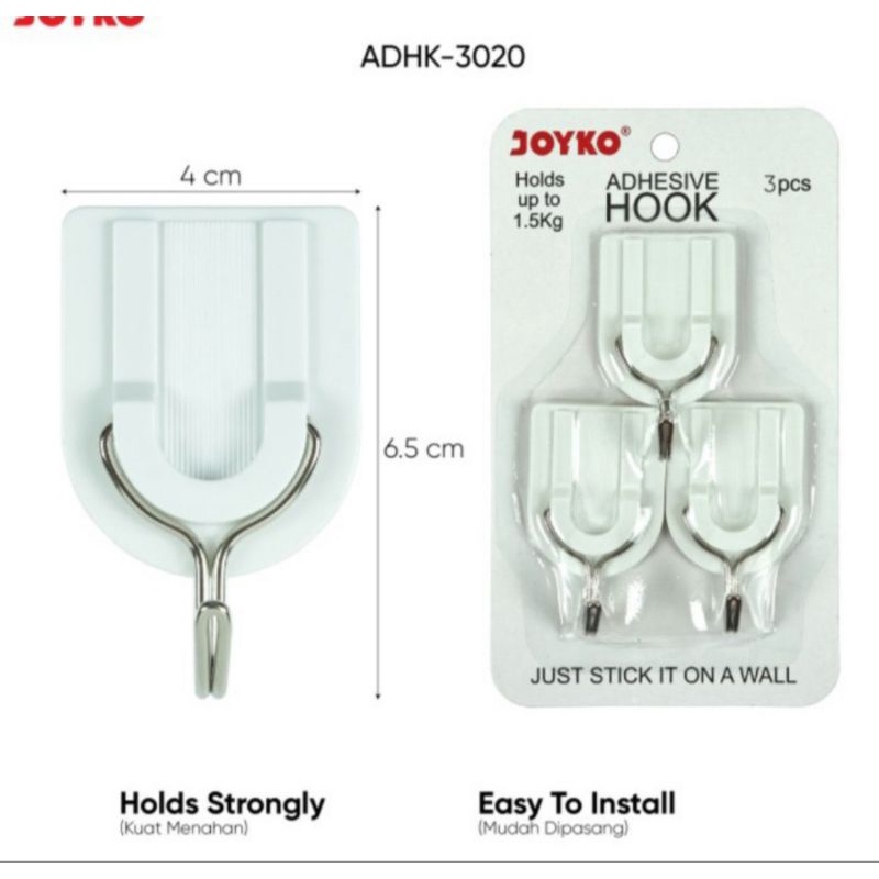 Jual Gantungan Adhesive Hook Tempel Dinding Kait Perekat Hook Joyko ...