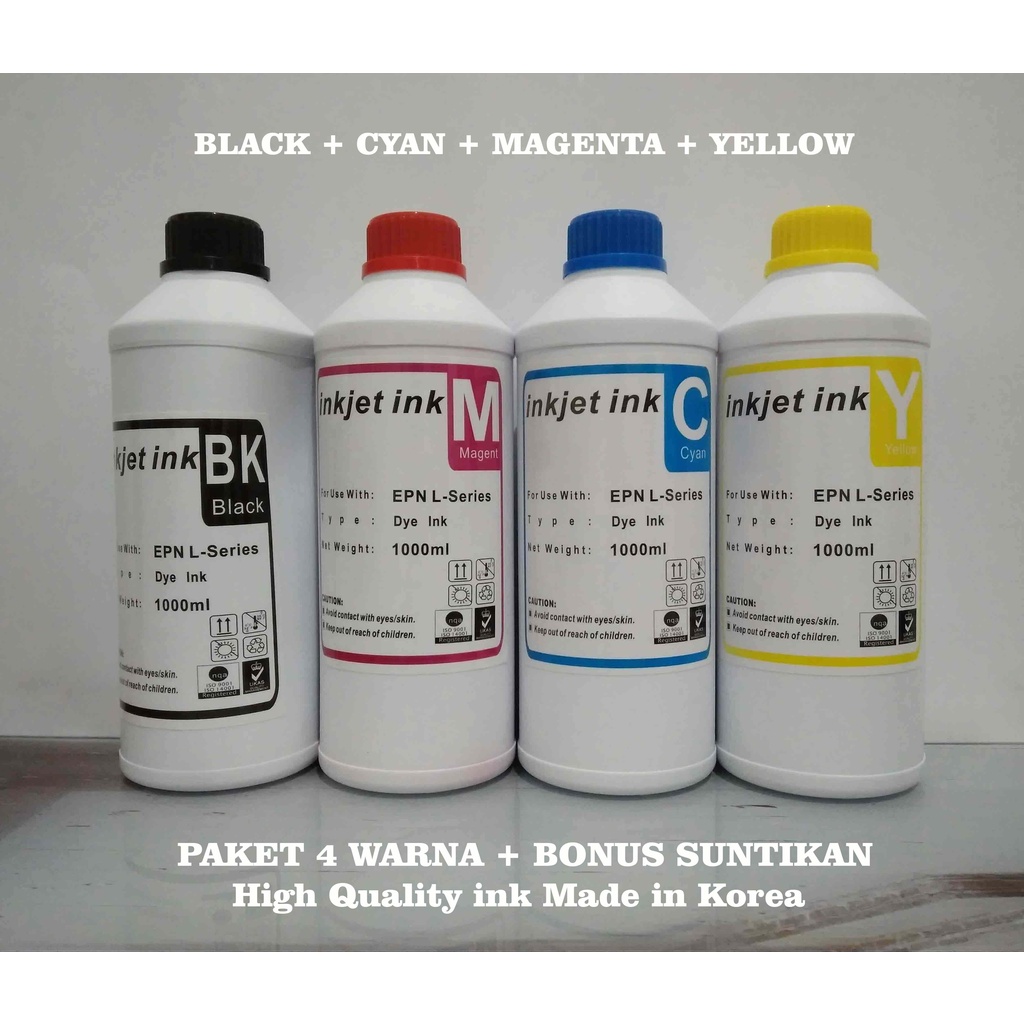 Jual PAKET 4 WARNA TINTA REFILL COMPATIBLE EPSON L SERIES ISI 1 LITER ...