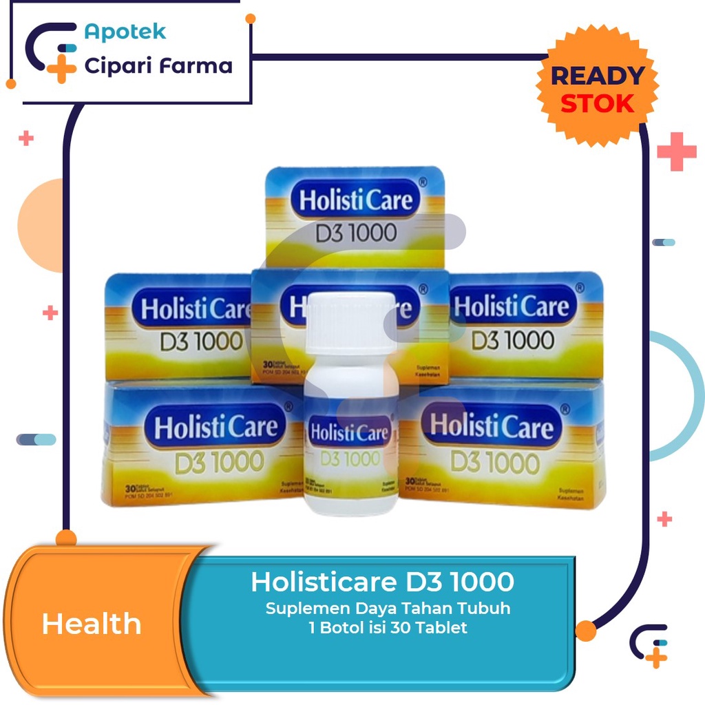 Jual HolistiCare D3 1000 Suplemen Vitamin D3 1000 IU | Daya Tahan Tubuh | 1 Botol isi 30 Tablet ...