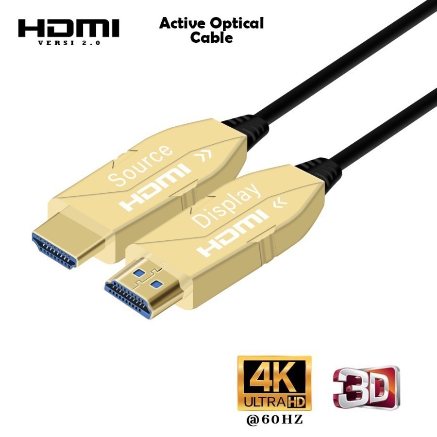 Jual Cable HDMI 40m Active optical fiber 2.0 4K - Kabel hdmi 2.0 optic ...