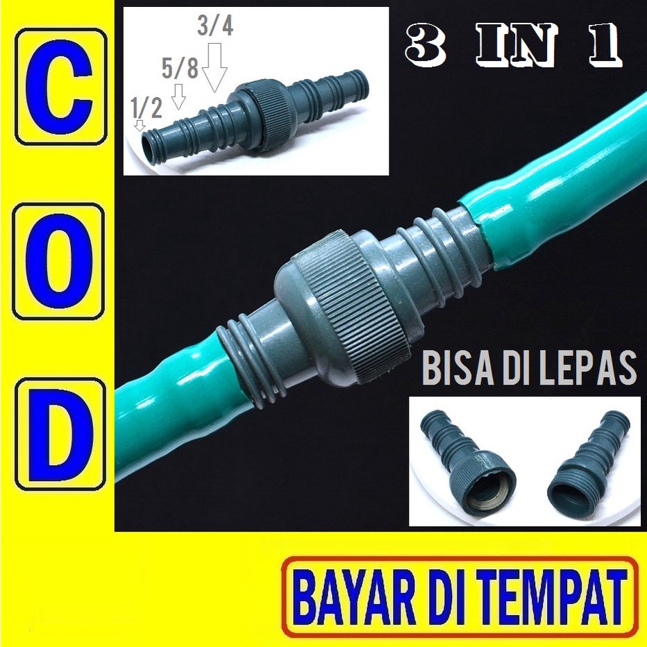 Jual KOM 18K Sambungan Selang Air 3in1 Universal Penyambung Selang 3 In ...