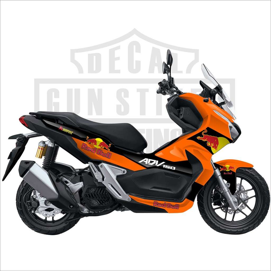 Jual stiker dekal decal sticker honda adv 150 red bull htam oren ...