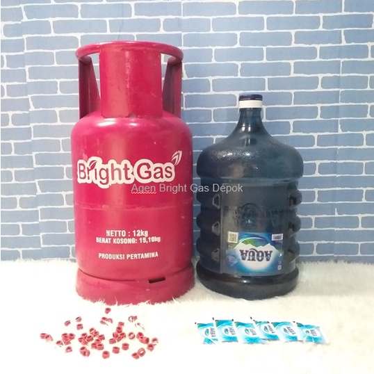 Jual PAKET BRIGHT GAS 12 KG PLUS ISI + AQUA GALON ISI | Shopee Indonesia