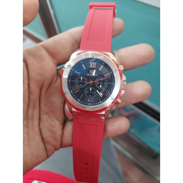 Jual jam tali karet elvano 5 atm water resistand garansi dua tahun ...