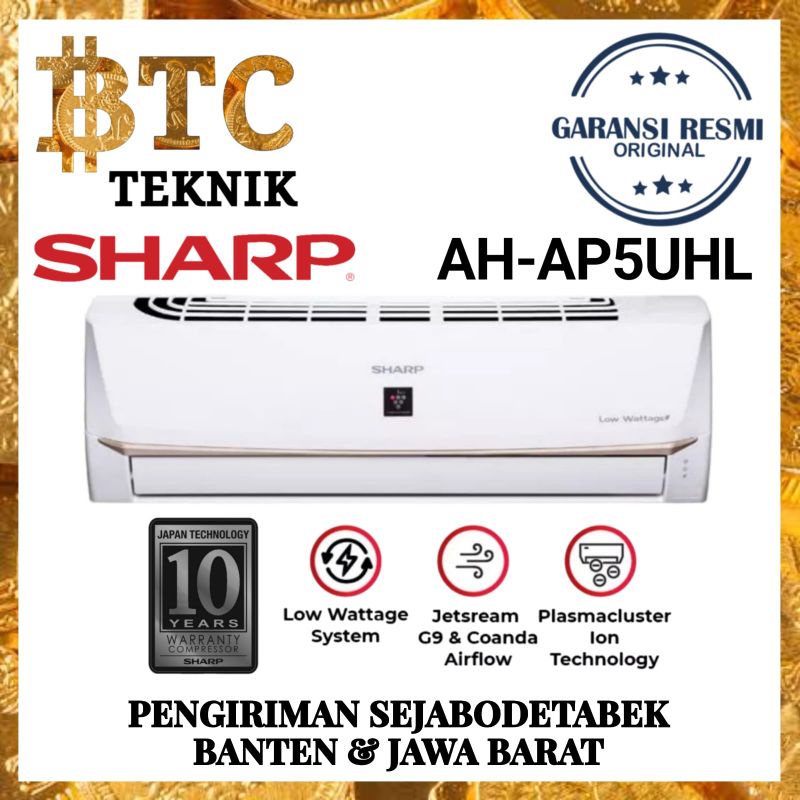 Jual AC SHARP AH - AP 5 UHL 1/2 PK R32 AH-A5UHL + PASANG INSTALASI | Shopee Indonesia