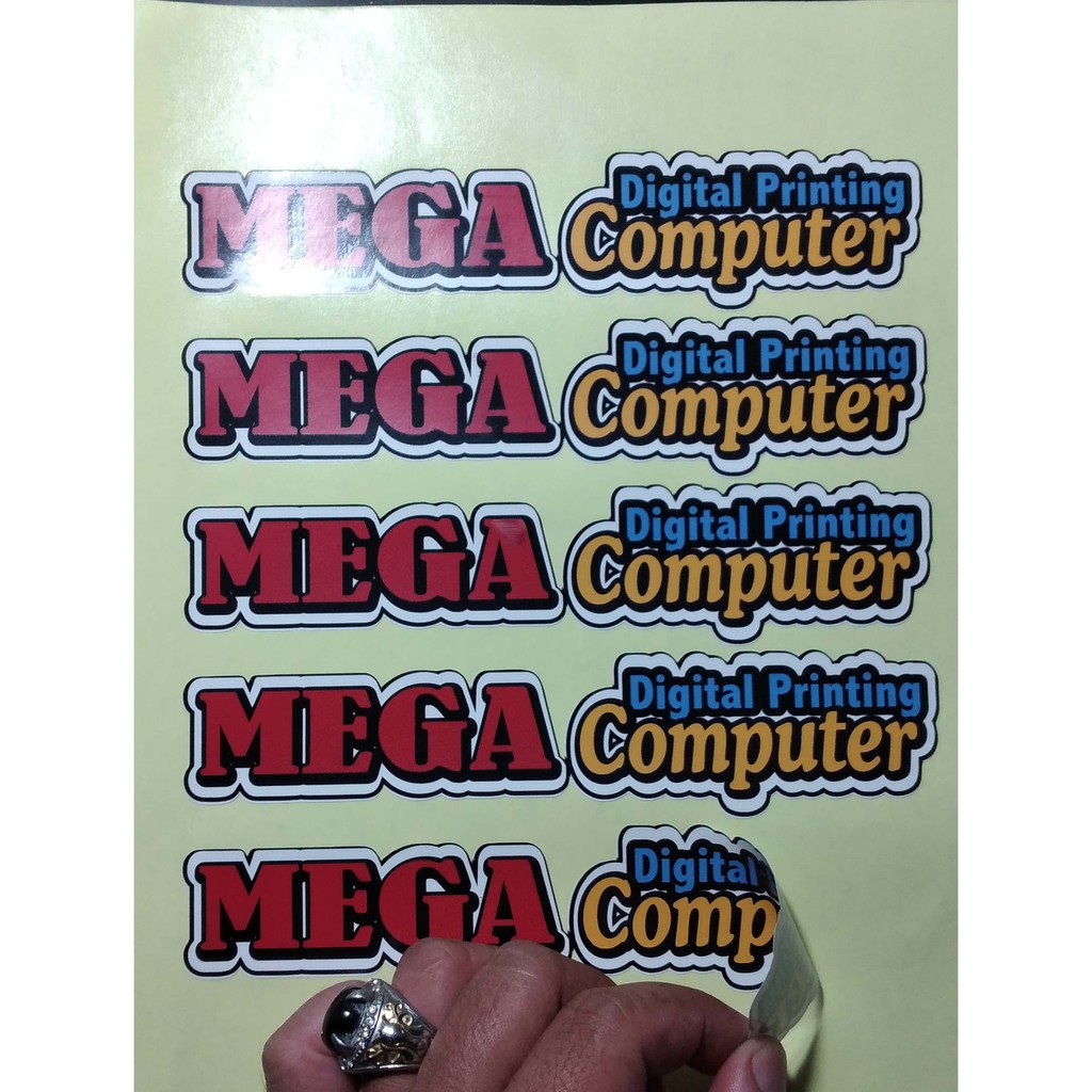 Jual Cetak sticker vinyl putih A3 full colour + cut + laminasi | Shopee ...