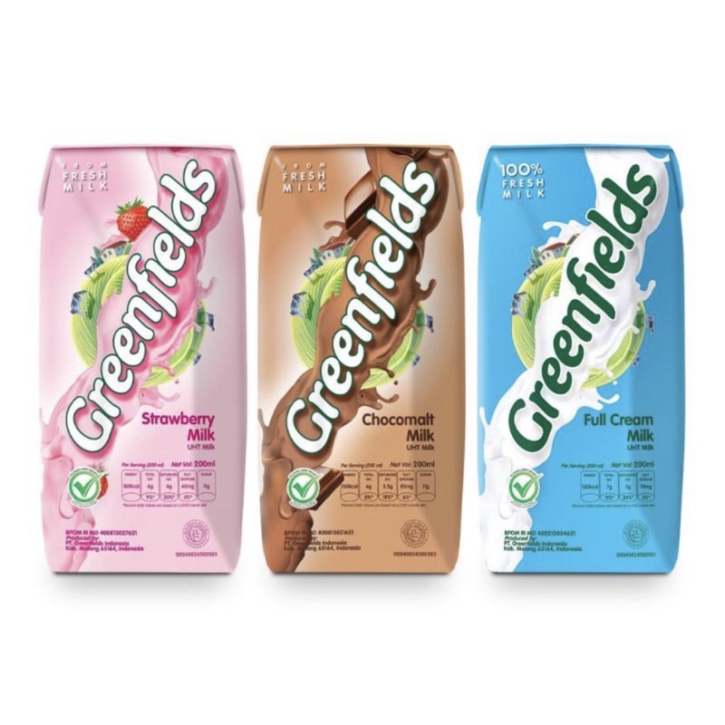 Jual GREENFIELDS UHT 200ml ISI 32 PCS (KARTONAN) | Shopee Indonesia