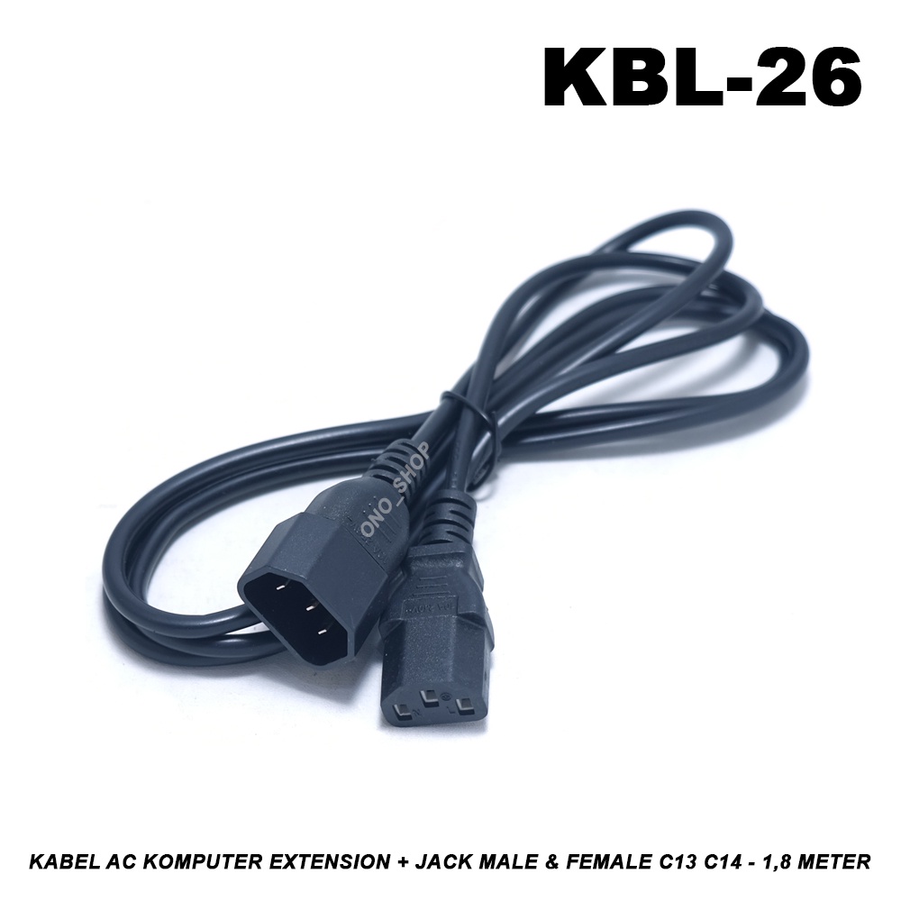 Jual Kabel AC Komputer Extension + Jack Male & Female C13 C14 - 1,8 ...
