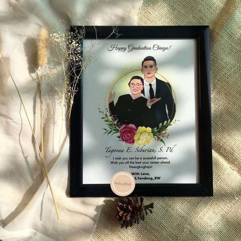 Jual illustrasi Couple/Wedding/2 Photo + Frame 8R(10inc)/kado wedding ...