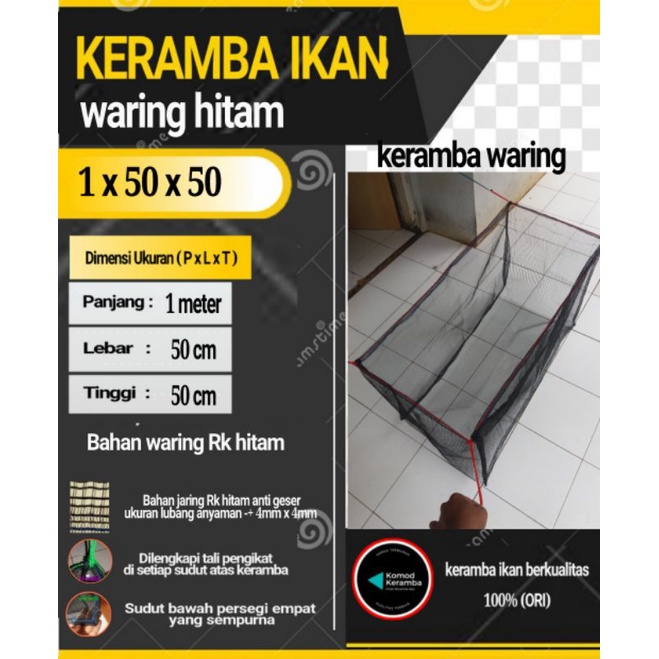 Jual hapa 1x50x50 keramba ikan jaring apung waring hitam siap pakai ...